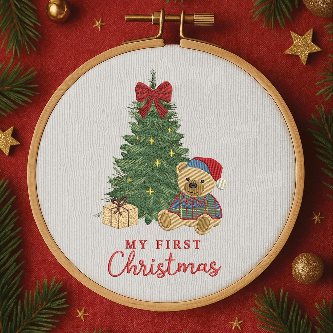 My First Christmas Embroidery Design, Christmas, Baby Design, Digital ...