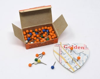 Map Pins / Map Tacks / Push Pins / Gold / Set of 30 - Etsy