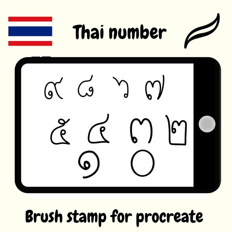 Thai Hand Written for Procreate, Brush Stamp, Alphabet, Vowel, Number ...