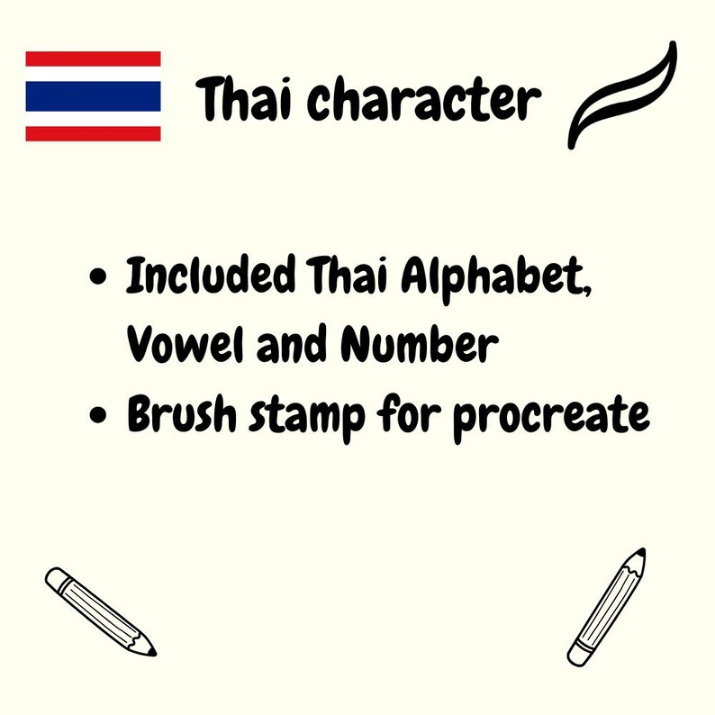 Thai Hand Written for Procreate, Brush Stamp, Alphabet, Vowel, Number ...