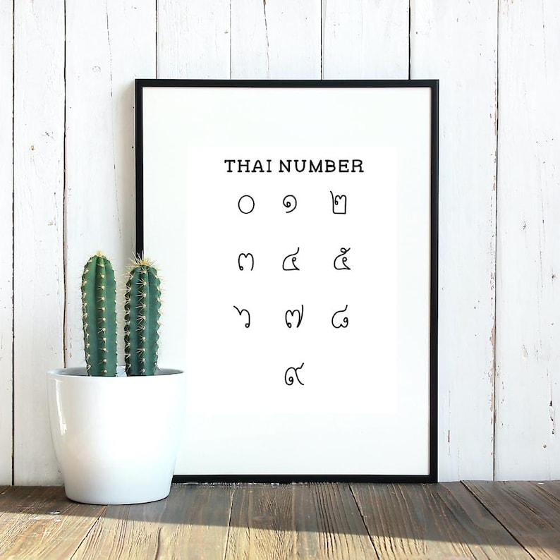 Thai Alphabet, Thai Number, Wall Art, Thai Character Poster, Thai Hand ...