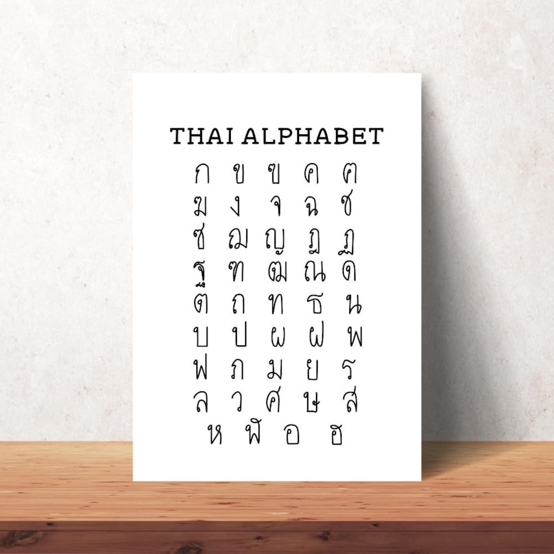 Thai Alphabet, Thai Number, Wall Art, Thai Character Poster, Thai Hand ...