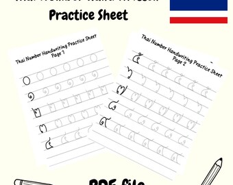 Thai Number Tracing Worksheet, Thai Hand Lettering Practice Sheet ...