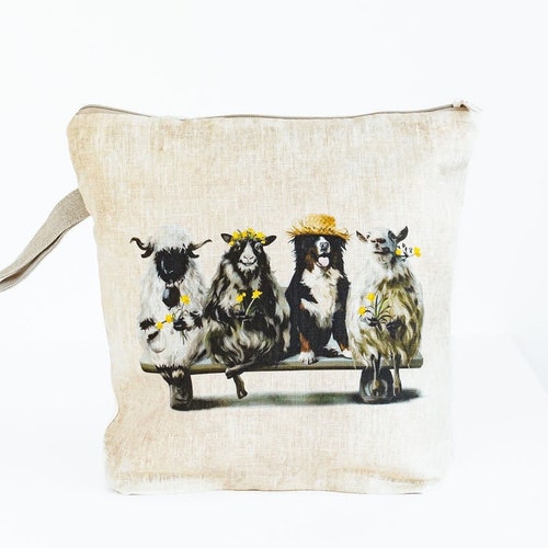 Project Bag With Zipper. Yarn Organizer With Sheep Company - Etsy