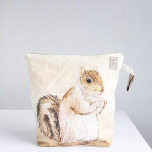 Project Bag With Zipper for Knitters. Large. Squirrel Project Bag. - Etsy