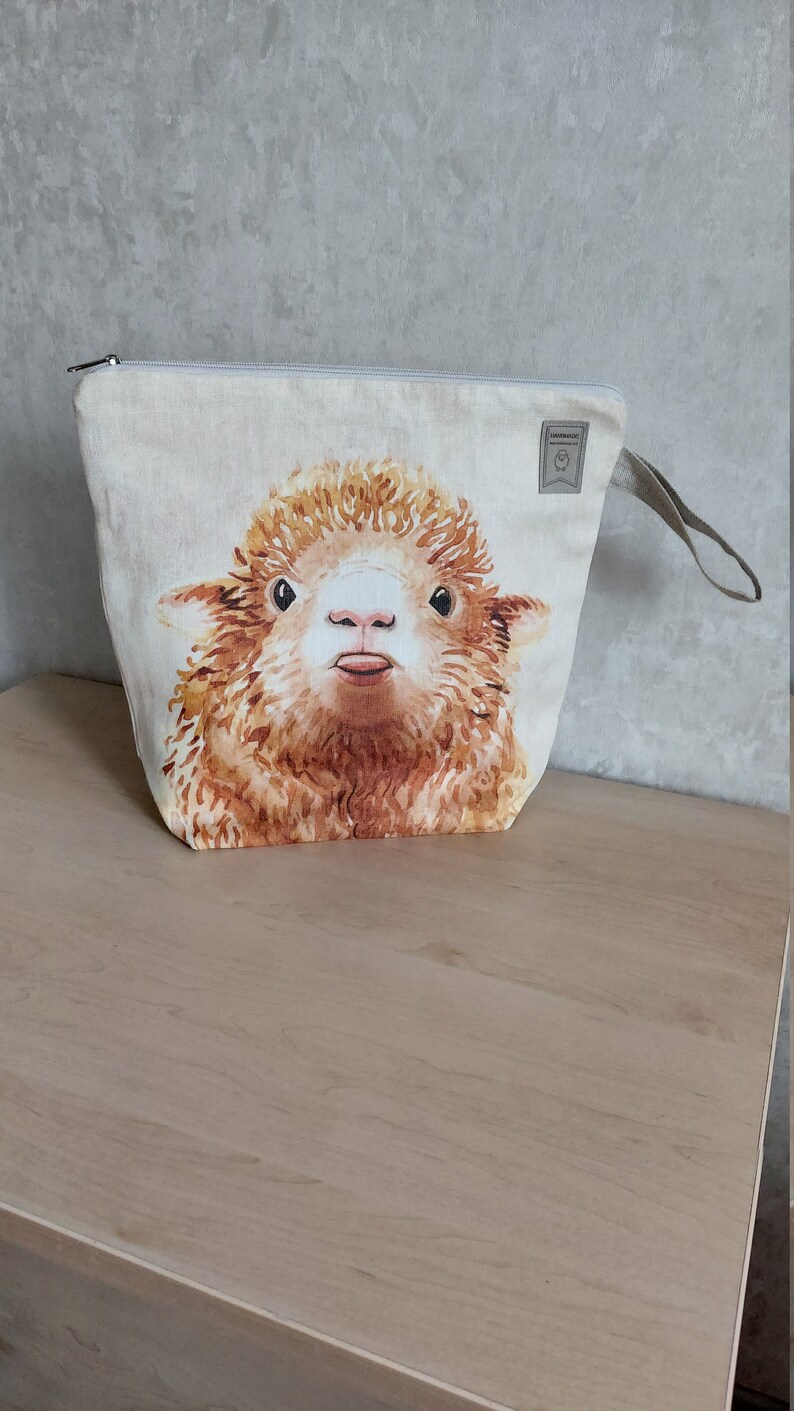 Work in progress Project Bag with zipper. Large. Sheep print. | Etsy