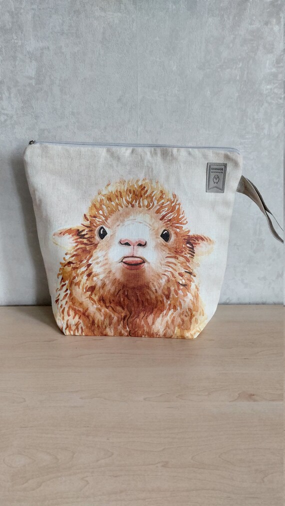 Work in progress Project Bag with zipper. Large. Sheep print. | Etsy