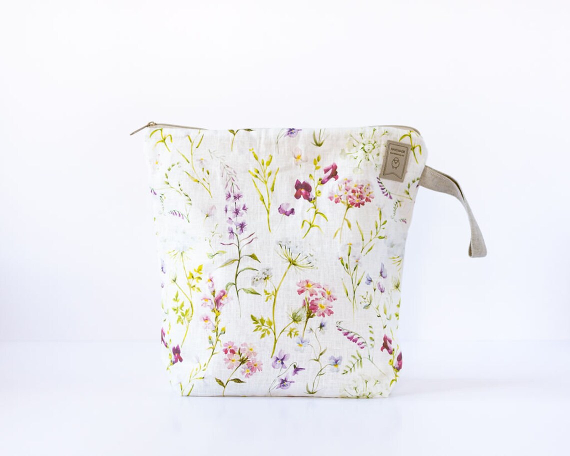 Work in Progress Project Bag With Zipper. Large. Flower Print. | Etsy