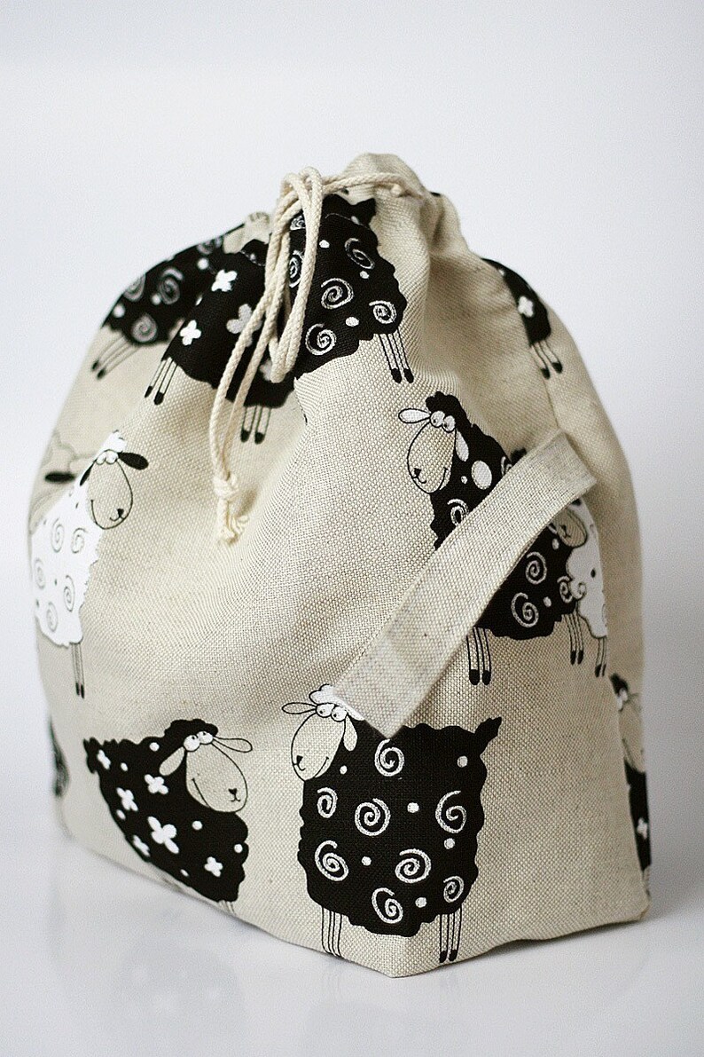 Sheep Print Project Bag Knitting Bag for Two at a Time | Etsy