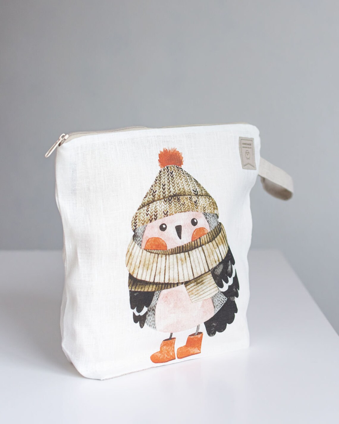 Project Bag With Bird Print. Work in Progress Project Bag With Zipper ...