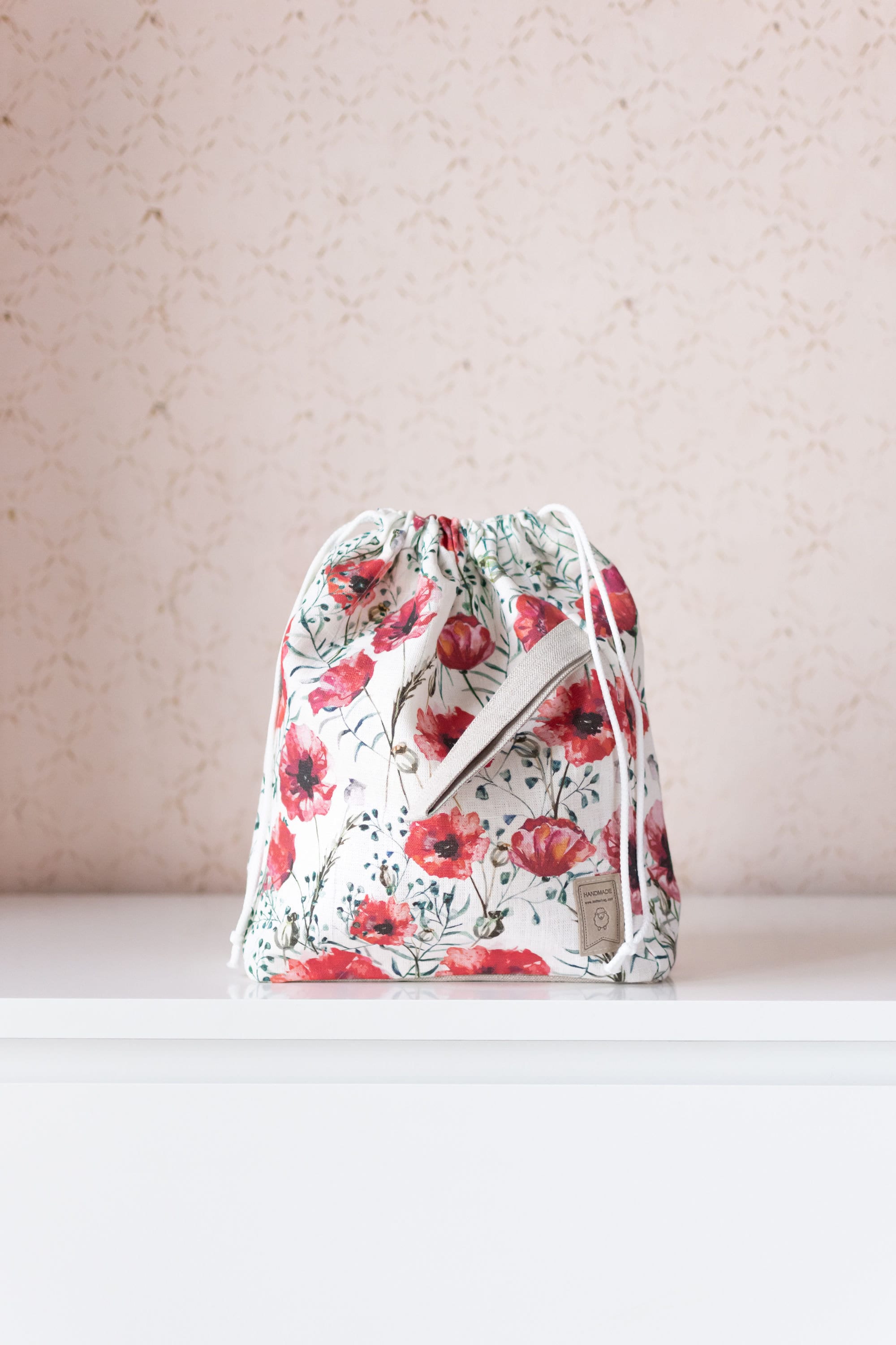 Large Drawstring Knitting Project Bag. Summer Flowers | Etsy