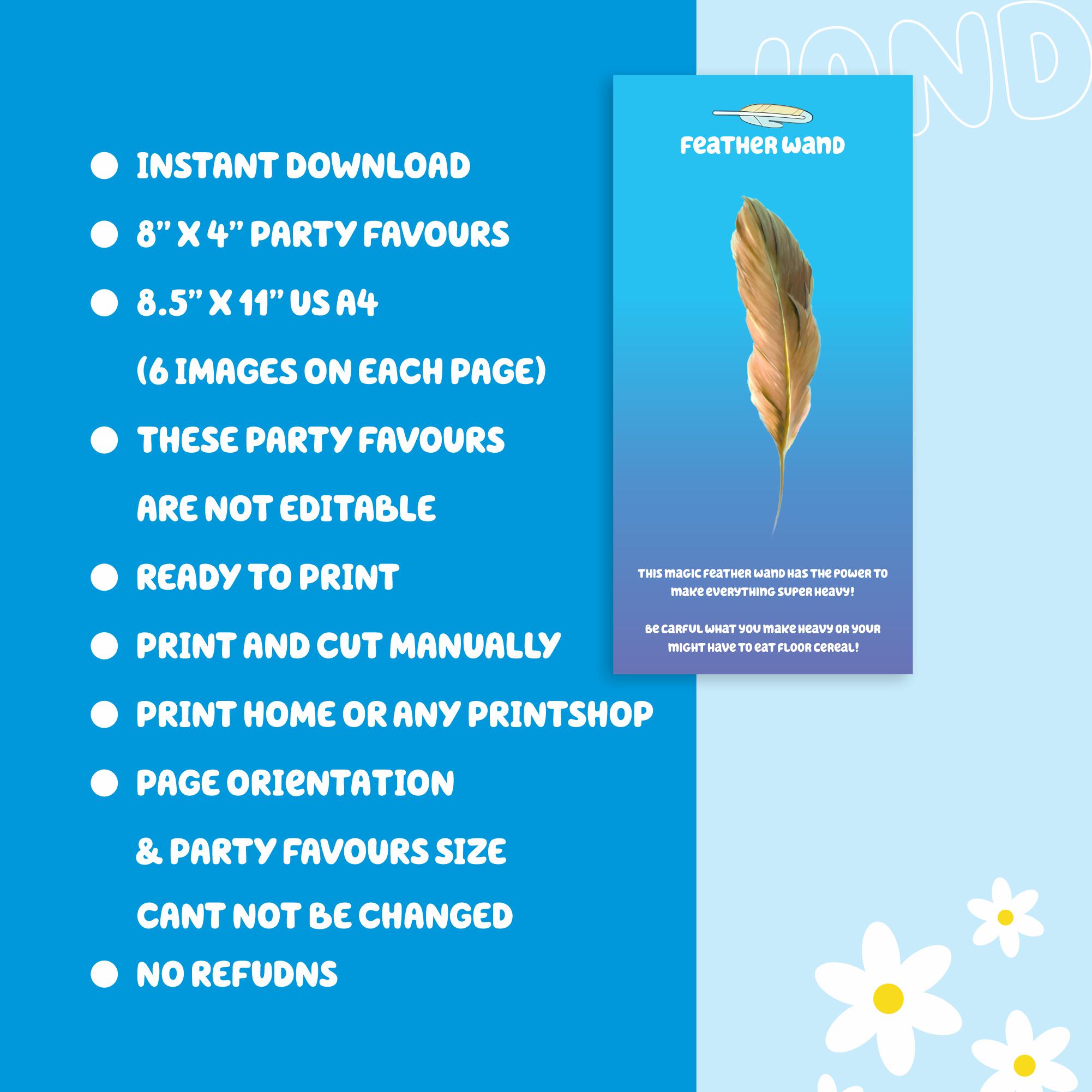 Feather Wand Bluey Party Favors for Kids Party Activities for Kid Blue ...