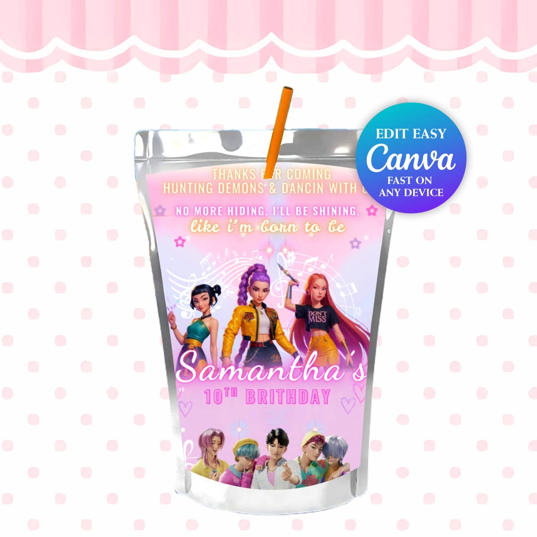 Limited Pastel K-pop Demon Hunters Capri Sun Template | Kpop Snack ...