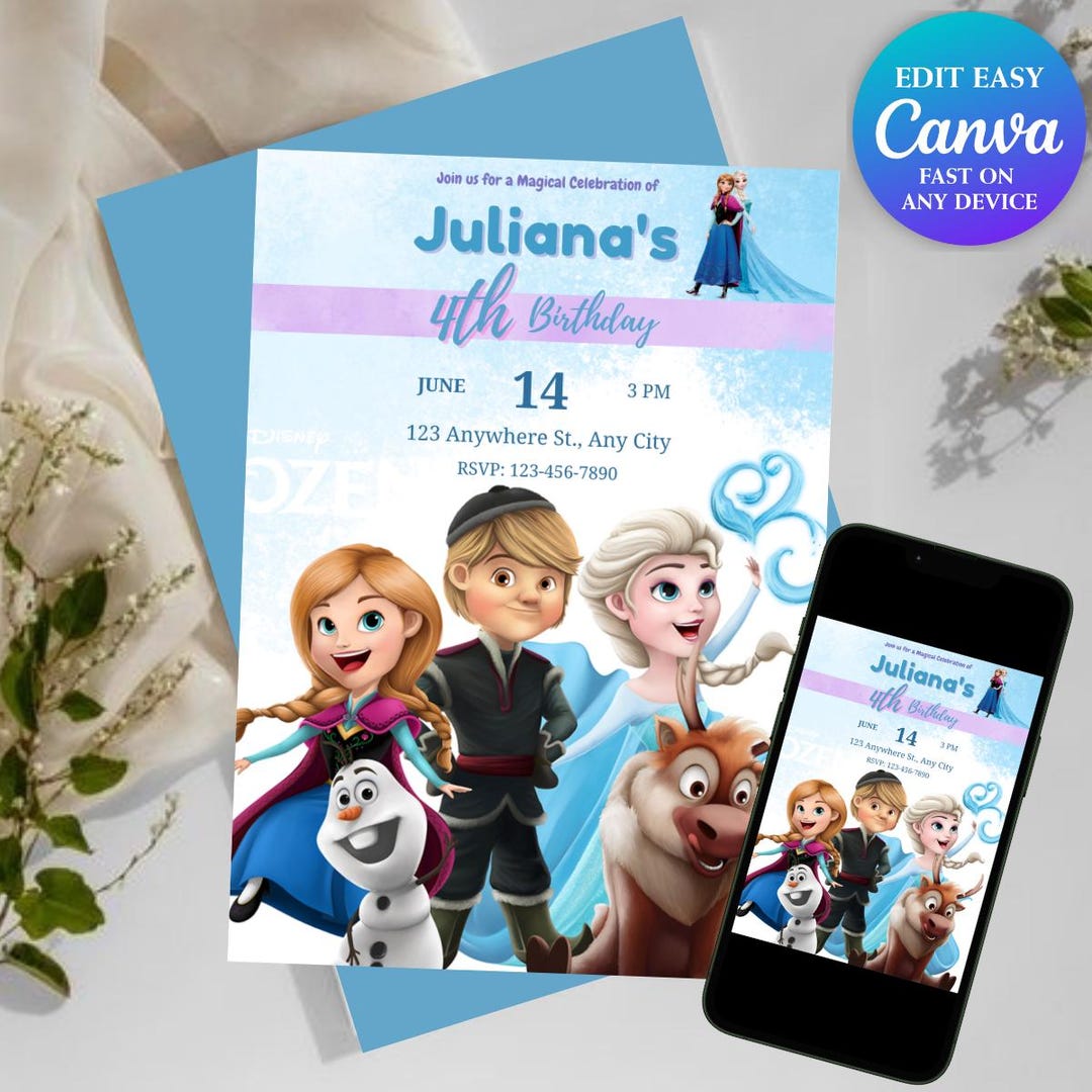Elsa Birthday Invitation Princess Elsa Invite Frozen Fourth Birthday ...