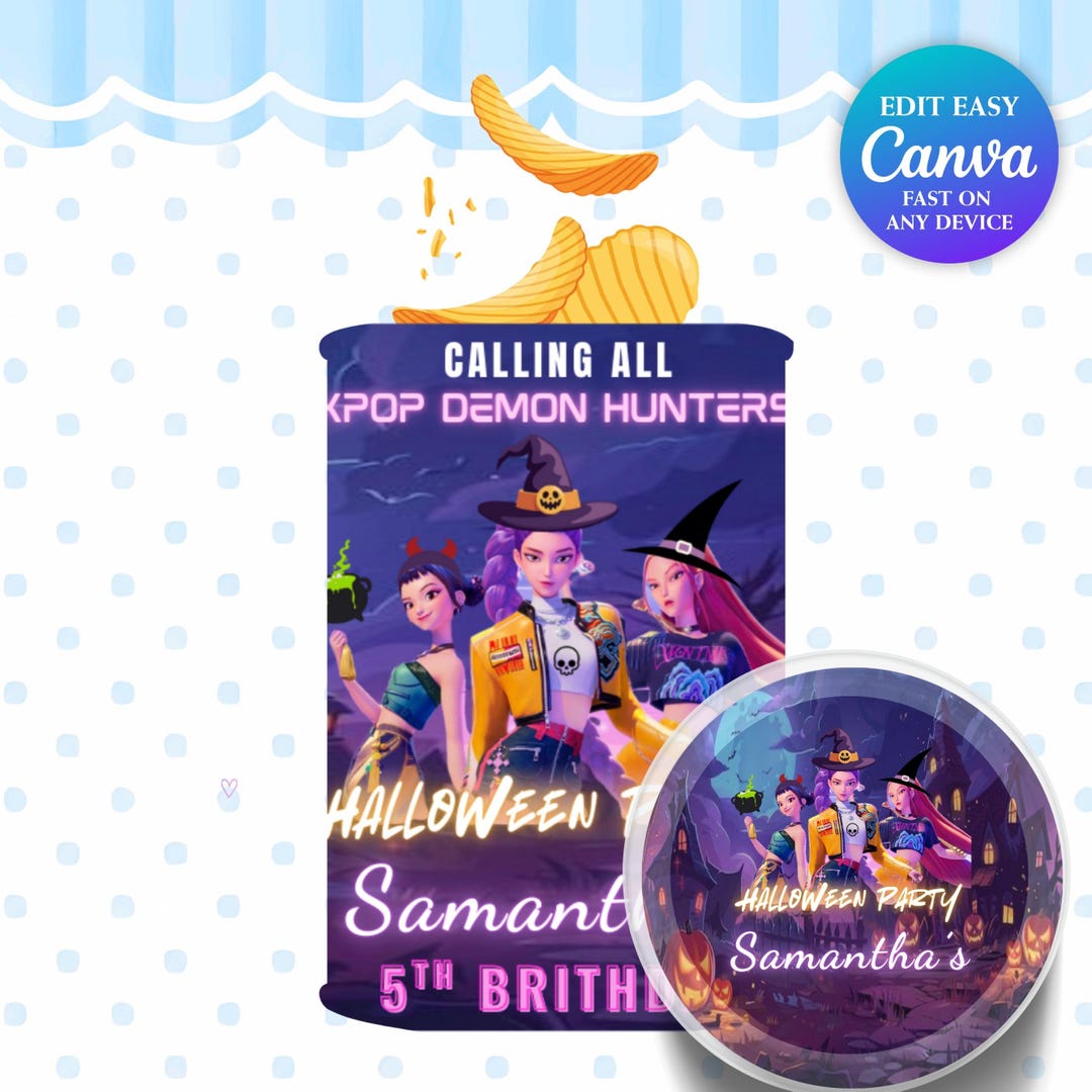 Halloween K-pop Demon Hunters Pringles Template | Kpop Snack Wrapper ...