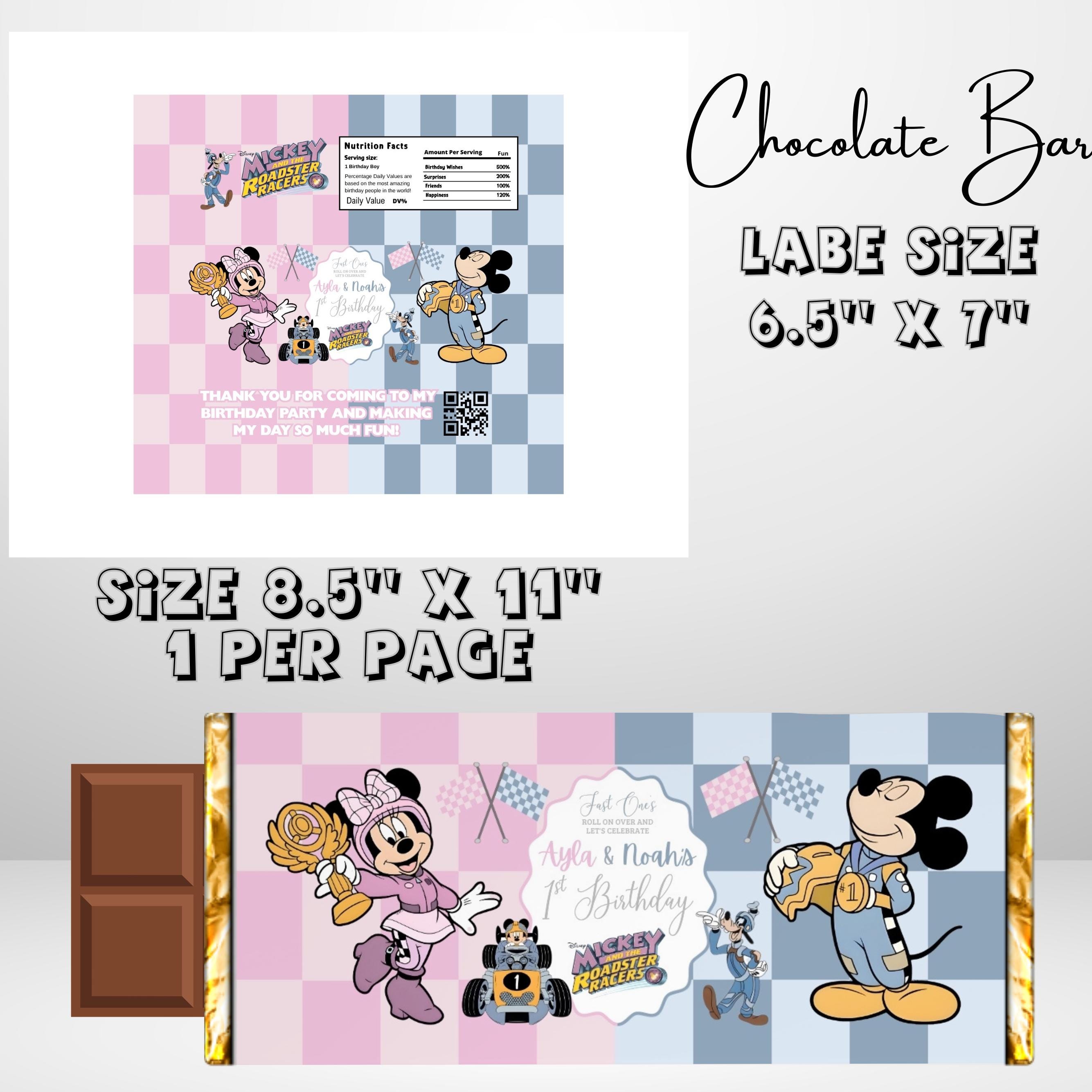Mickey Minnie Twins Chocolate Bar Wrapper, Twin Birthday Party Favor ...