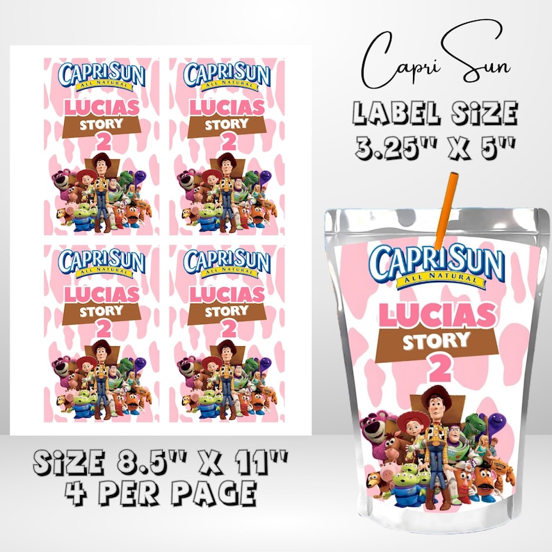 Toy Story Girl 2nd Birthday Editable Party Favor Labels Toy Story Chip ...