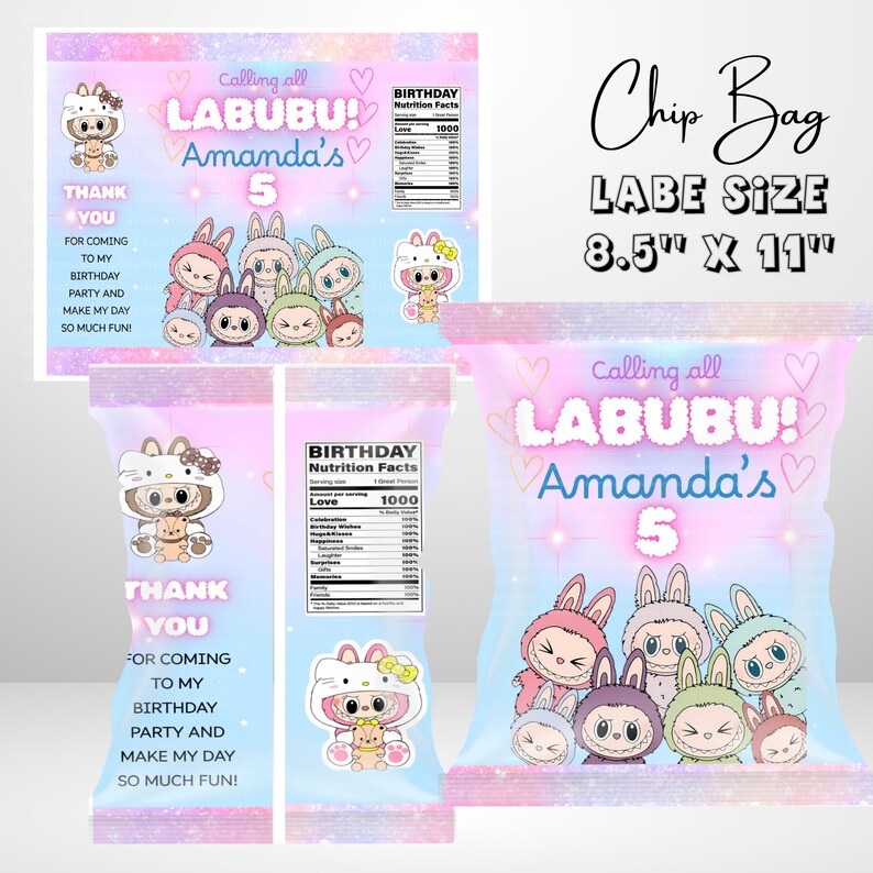 Limited Labubu Party Decoration Bundle, Birthday Party Invite, Editable ...