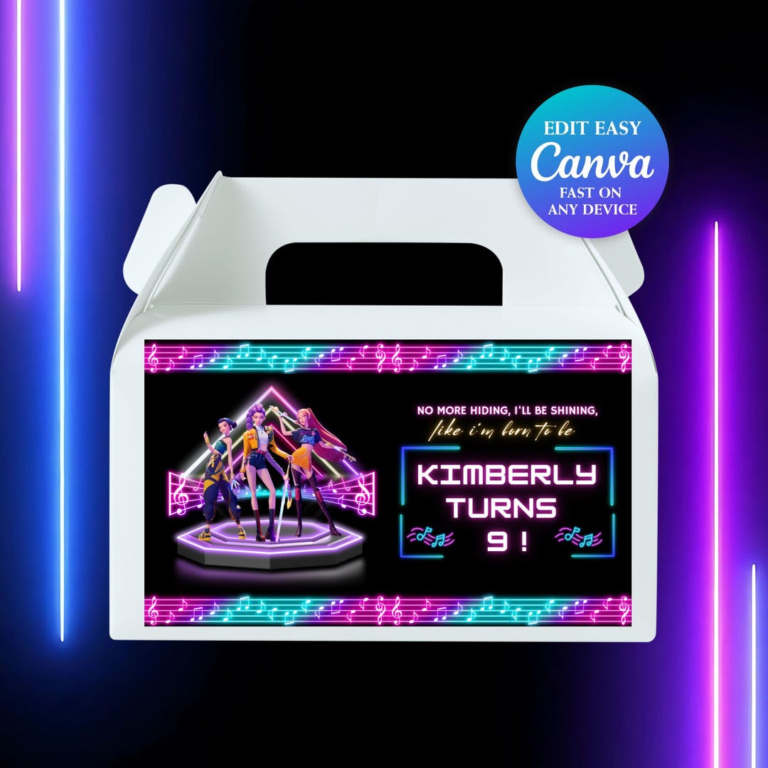 Editable K-pop Demon Hunters Gable Box Template | Kpop Snack Wrapper ...