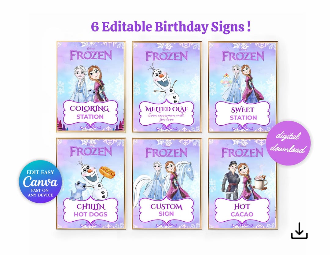 Frozen Birthday Sign Frozen Party Signs Frozen Custom Sign Editable Ice ...