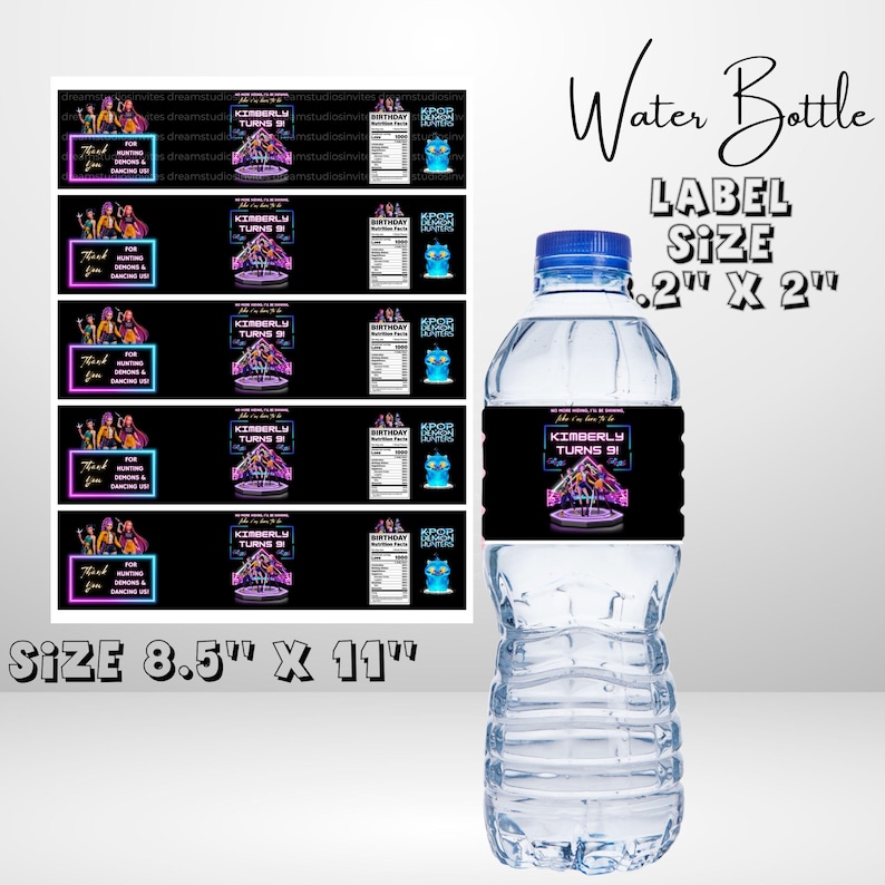 K-pop Demon Hunters Birthday Bundle, Huntrix & Saja Boys Party Labels ...