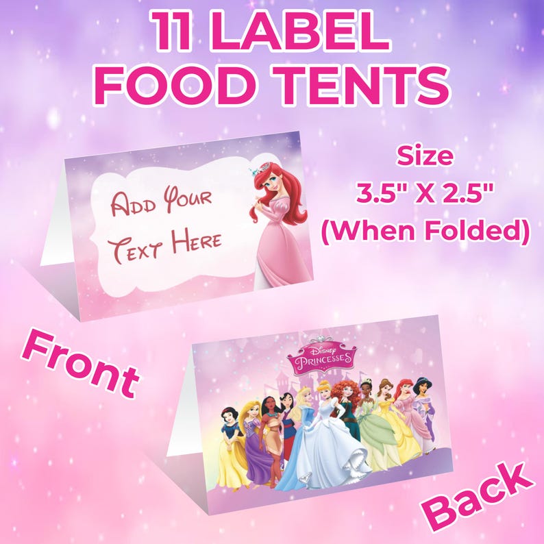 All Princess Food Labels Pink | Editable Food Tent Cards & Place Cards ...