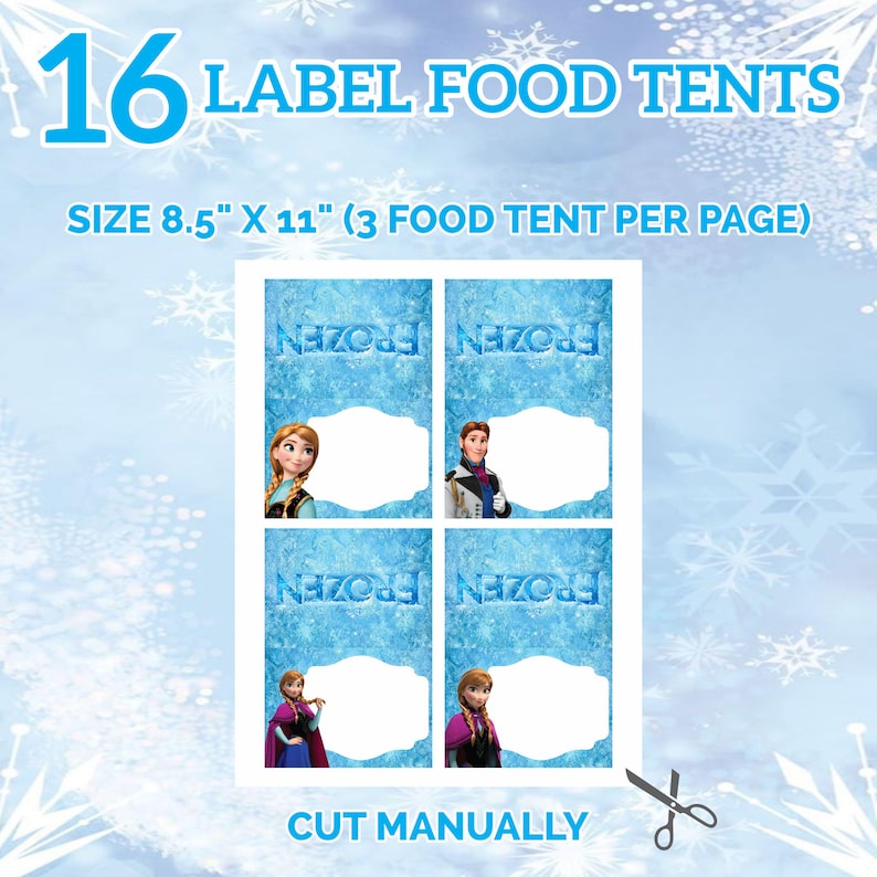 Editable Frozen Party Food Labels - Tents | Elsa & Anna Place Cards ...