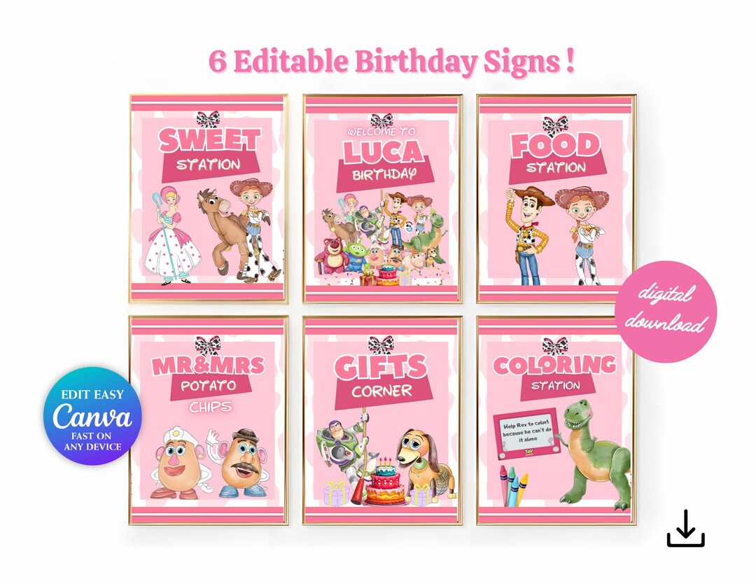 Toy Story Party Birthday Signage | Toy Story Signs | Editable Sign Toy ...