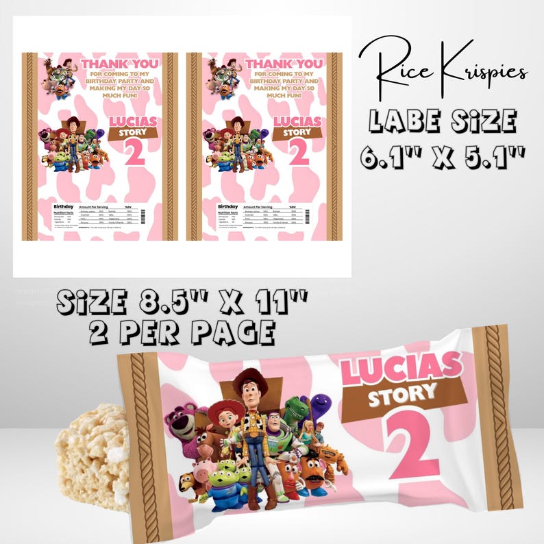 Toy Story Girl 2nd Birthday Editable Party Favor Labels Toy Story Chip ...