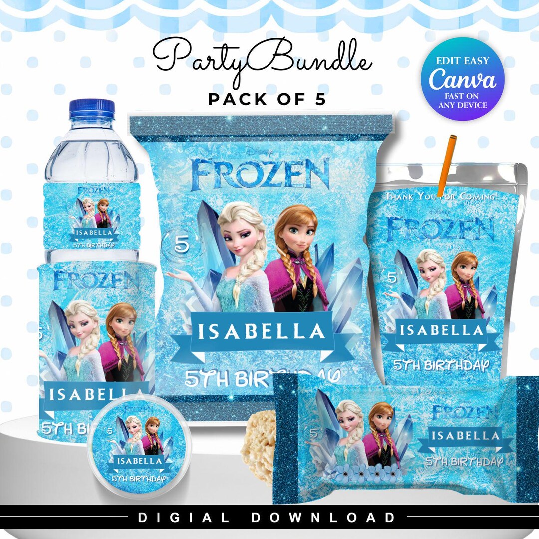 Frozen Girl Birthday Bundle | Editable Frozen Party Decorations ...