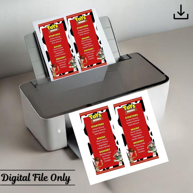 Editable Toy Story Birthday Party Menu Template | Printable Toy Story ...