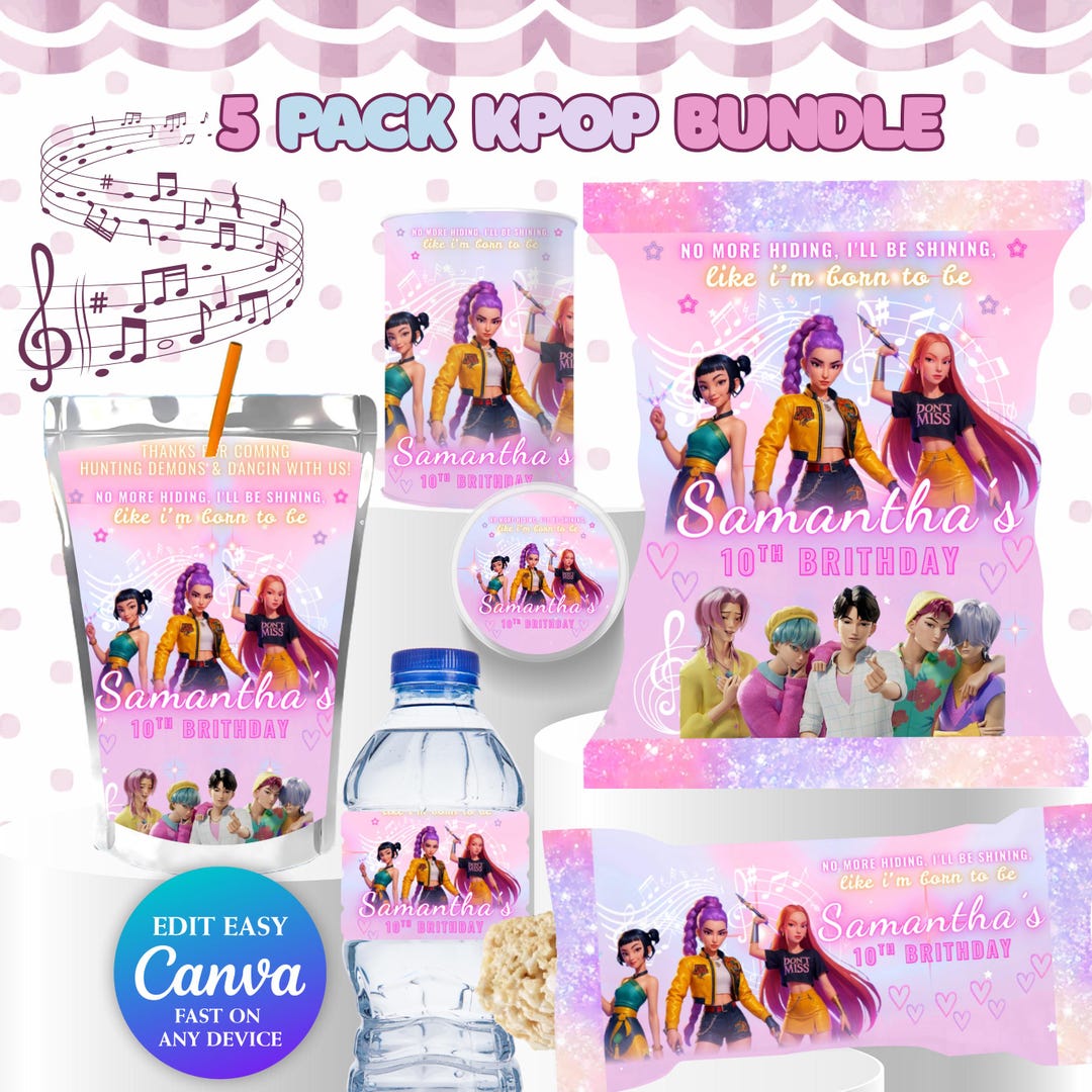 Limited Pastel Demon Hunters Birthday Party Bundle | K-pop Anime ...