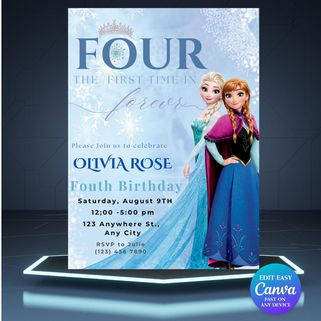 Elsa Birthday Invitation Princess Elsa Invite Frozen Fourth Birthday ...