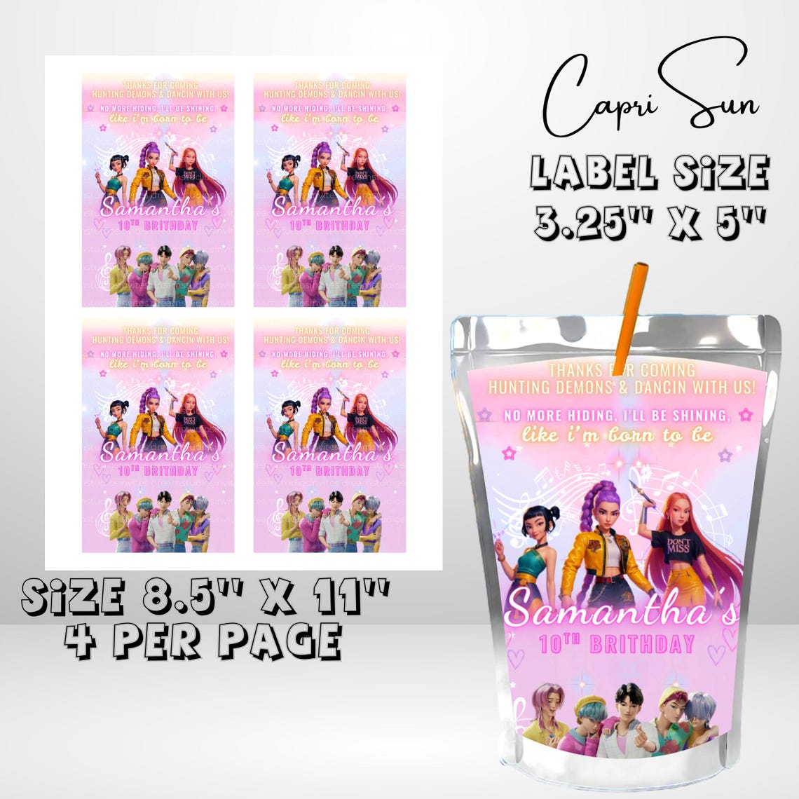 Limited Pastel K-pop Demon Hunters Capri Sun Template | Kpop Snack ...