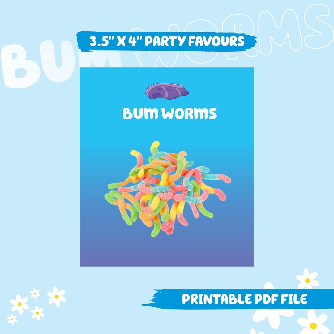 Bluey Bum Worms Party Favors for Kids Party Activities for Kid Blue Dog ...