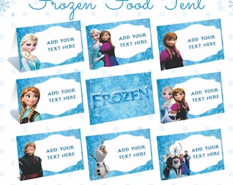 Editable Frozen Party Food Labels - Tents | Elsa & Anna Place Cards ...