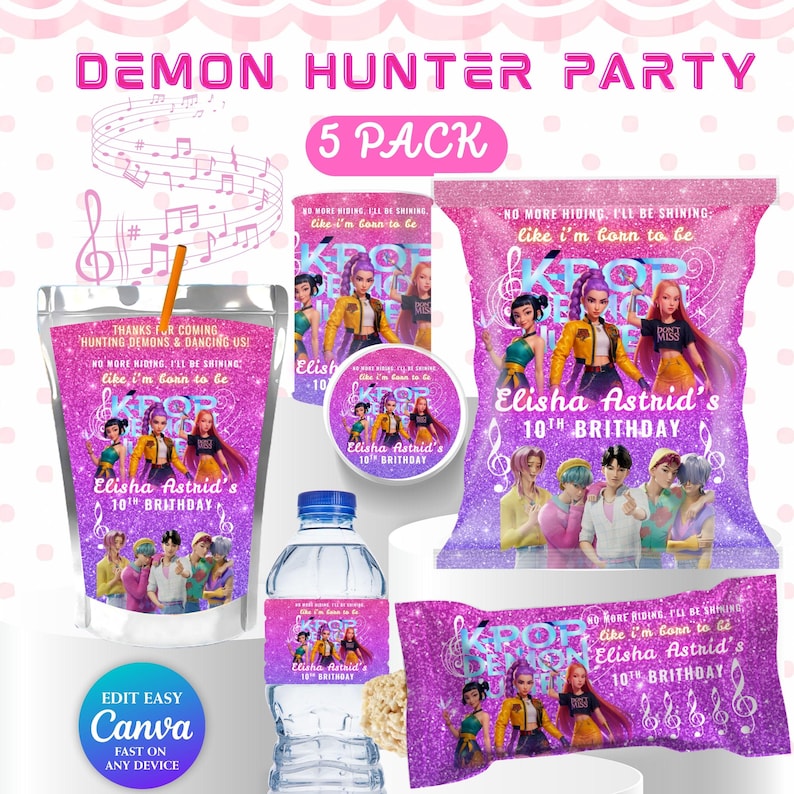 Editable K-pop Demon Hunters Capri Sun Template | Kpop Snack Wrapper ...