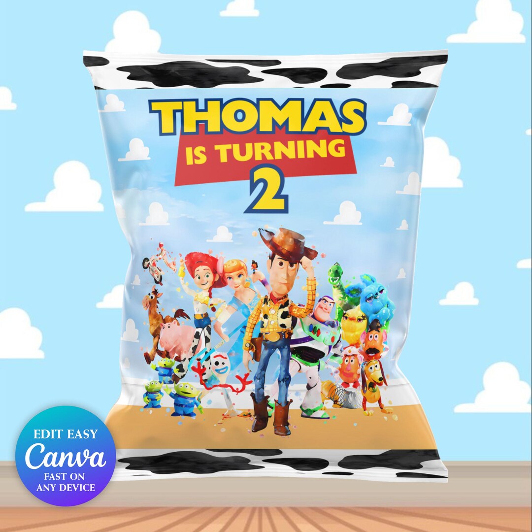 Blue Toy Story Birthday Chip Bag Label Buzz Lightyear Toy Story Party ...