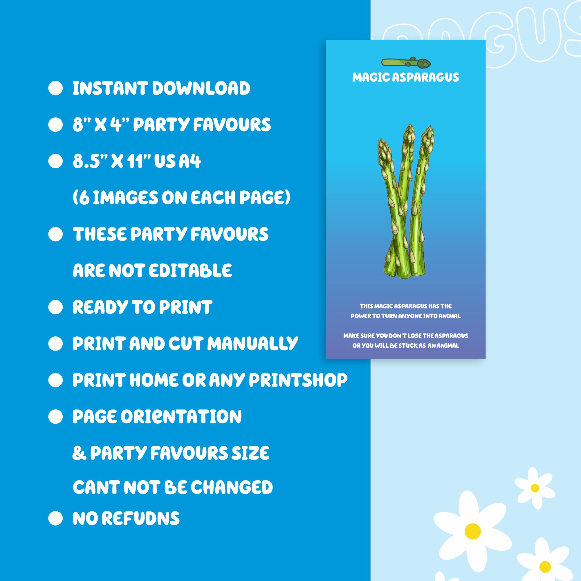 Magic Asparagus Bluey Party Favor for Kid Party Activities for Kid Blue ...