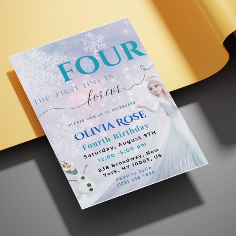 Elsa Birthday Invitation Princess Elsa Invite Frozen Fourth Birthday ...