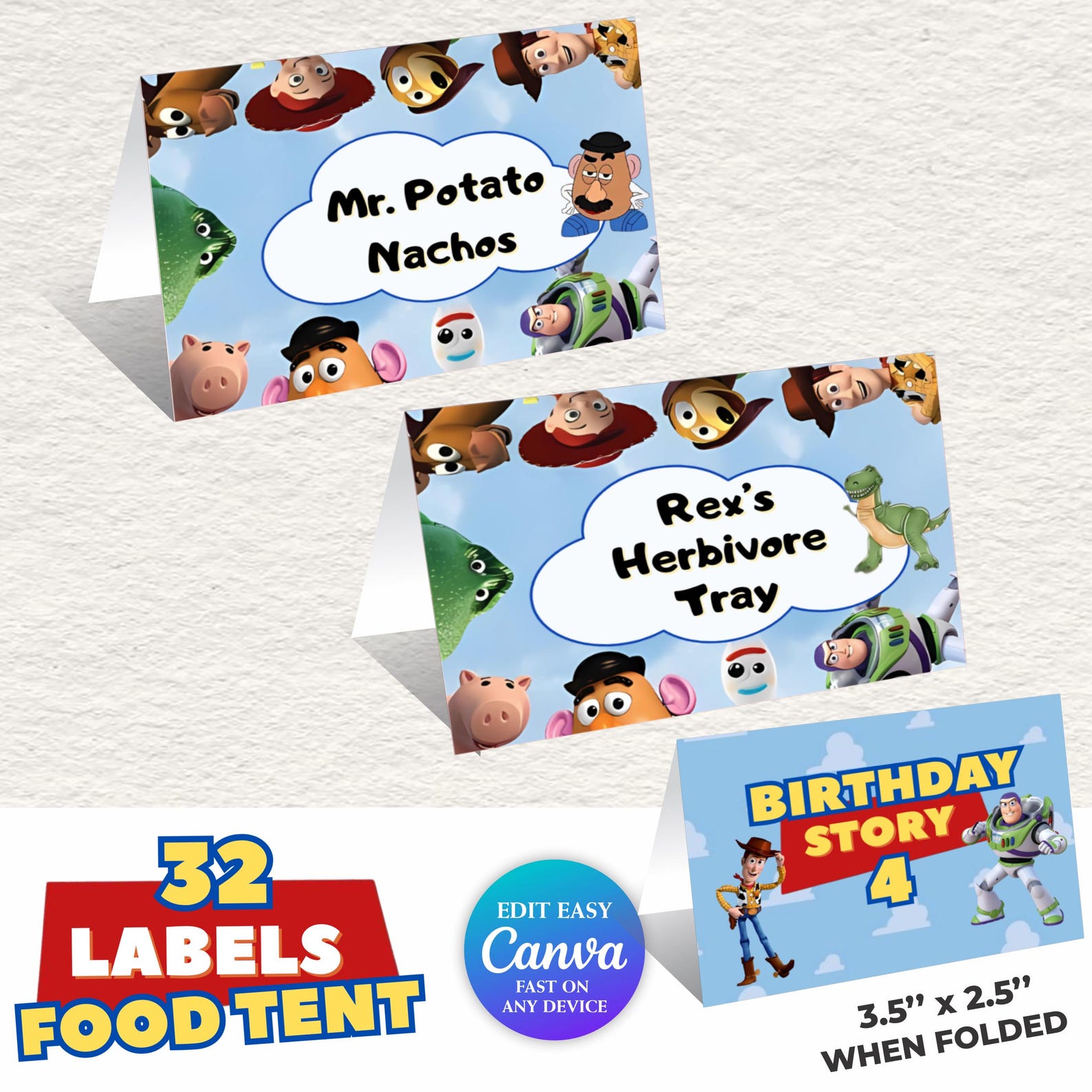 32 Toy Story Birthday Party Food Labels & Name Tags | Editable Table ...