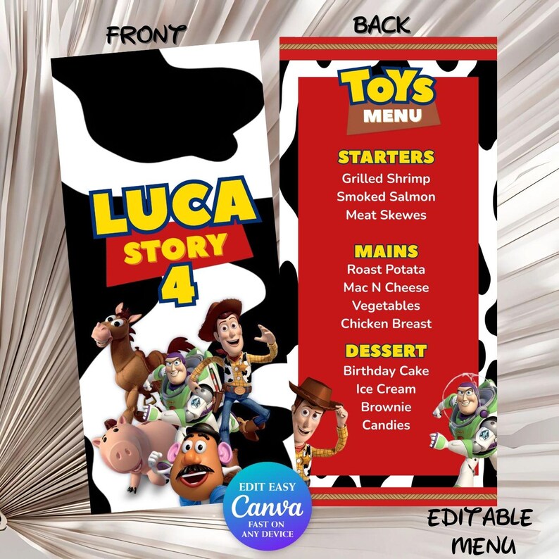 Editable Toy Story Birthday Party Menu Template | Printable Toy Story ...
