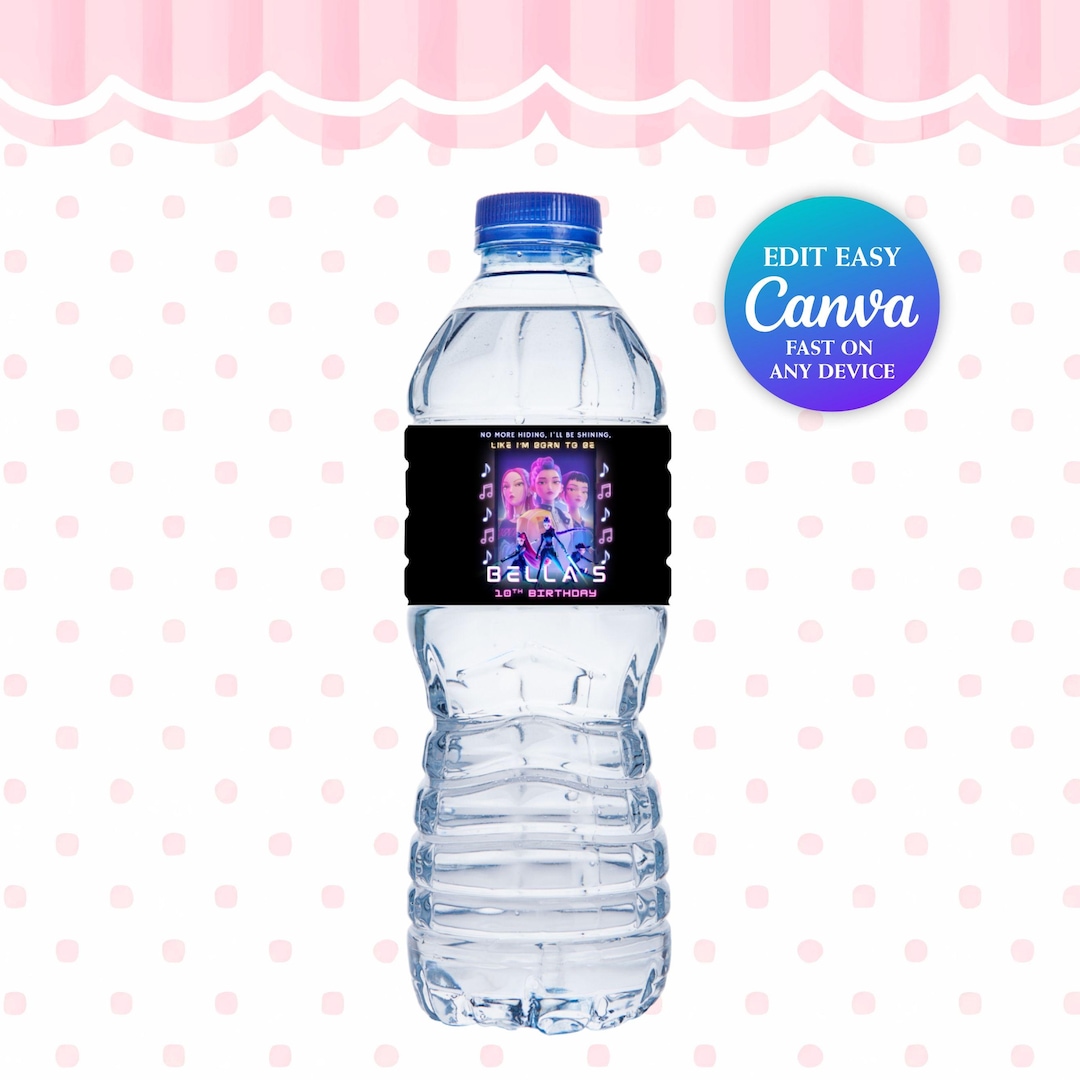 Editable K-pop Demon Hunters Water Bottle Template | Kpop Snack Wrapper ...