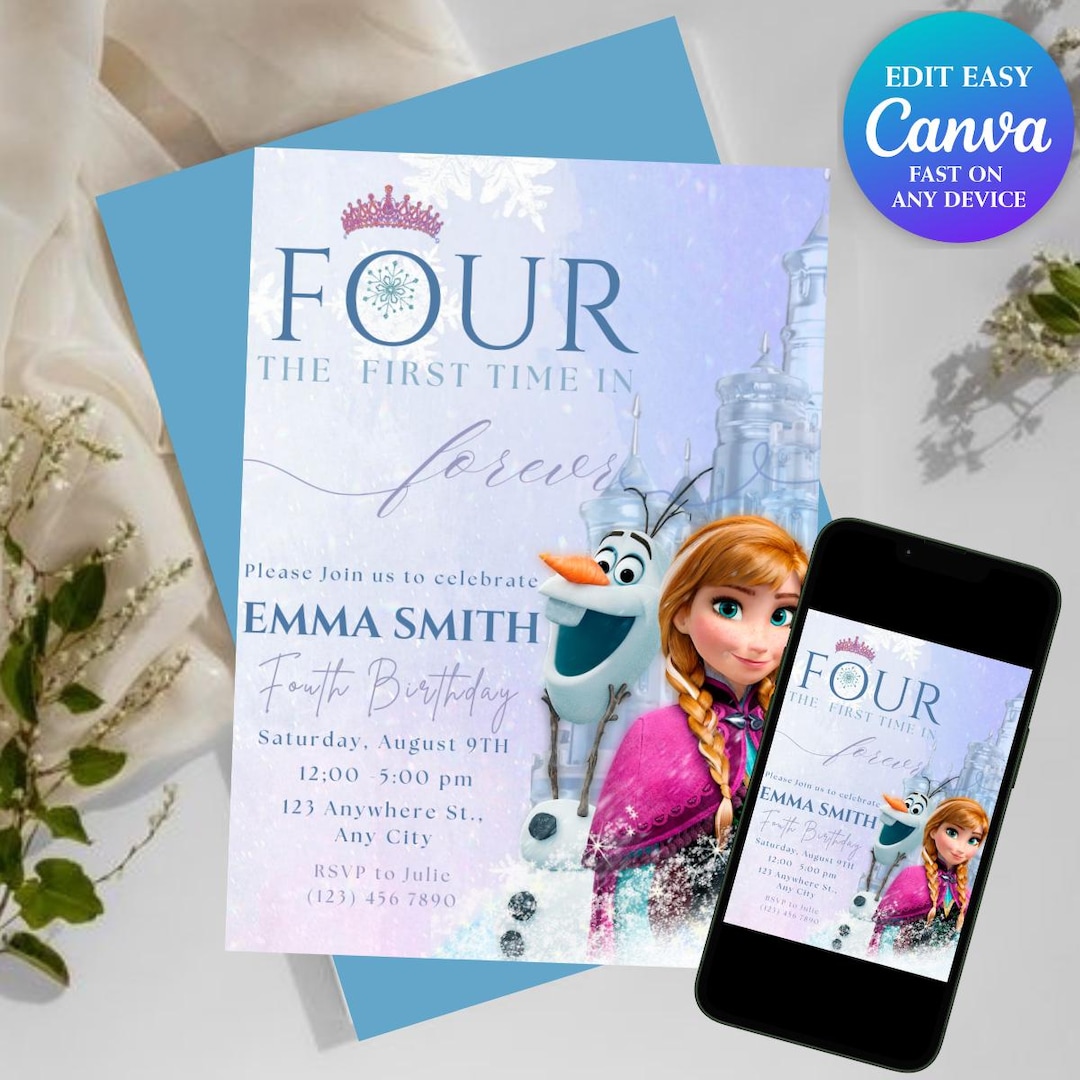 Elsa Birthday Invitation Princess Elsa Invite Frozen Fourth Birthday ...