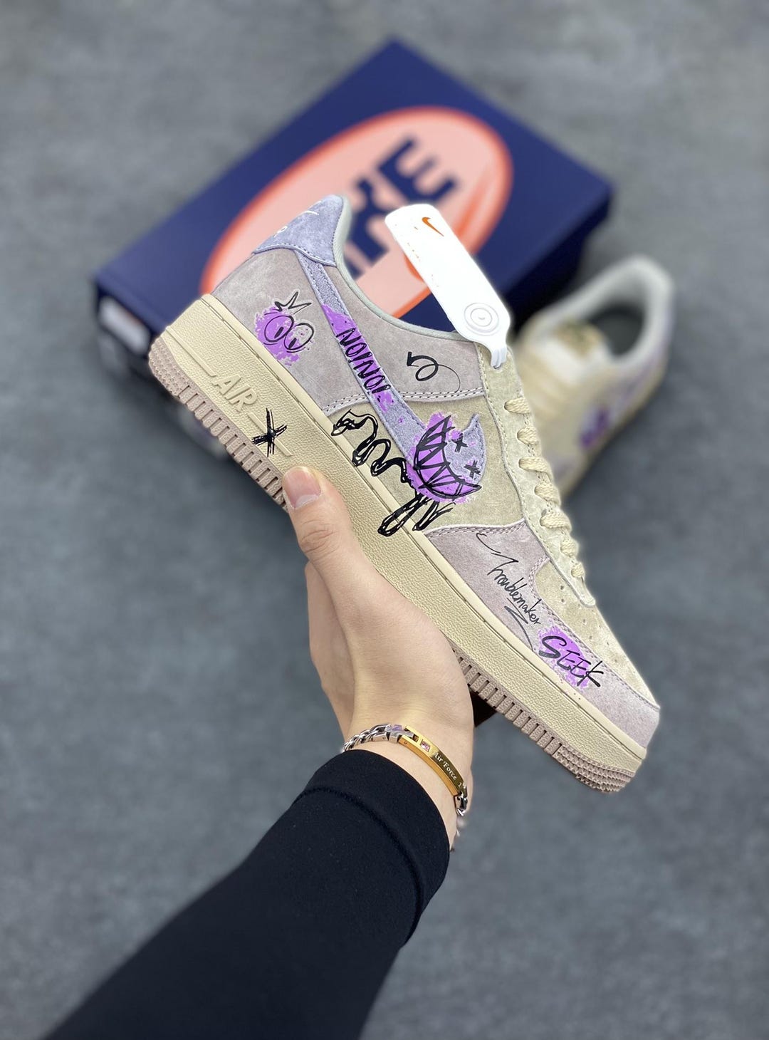 Custom Nike Air Force 1 | Anime Graffiti Sneakers Hand | Painted Purple ...