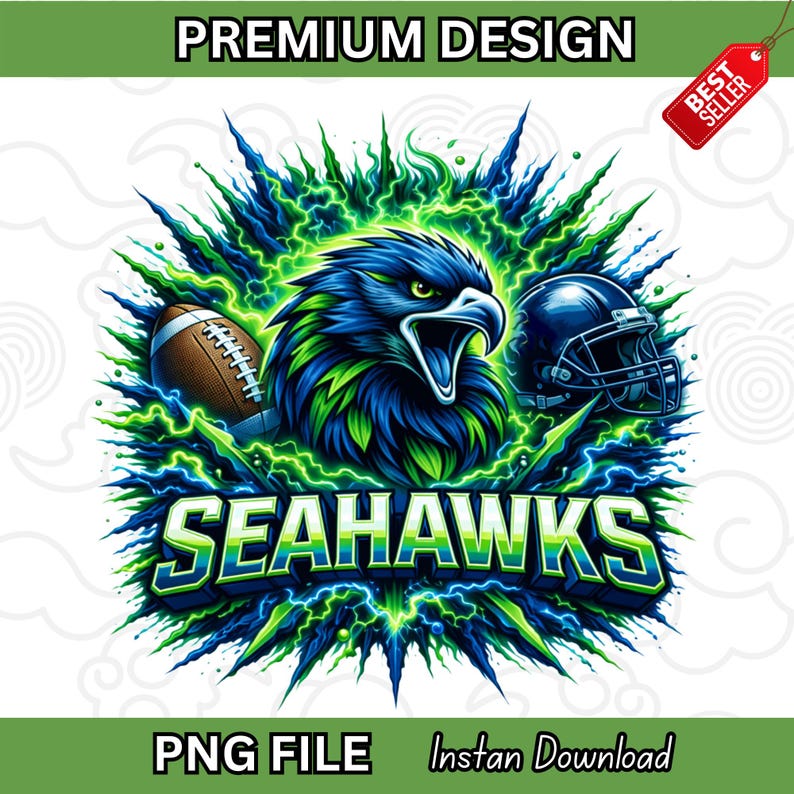 Seahawks Football Sublimation PNG | Glitter Sports Design | Game Day ...