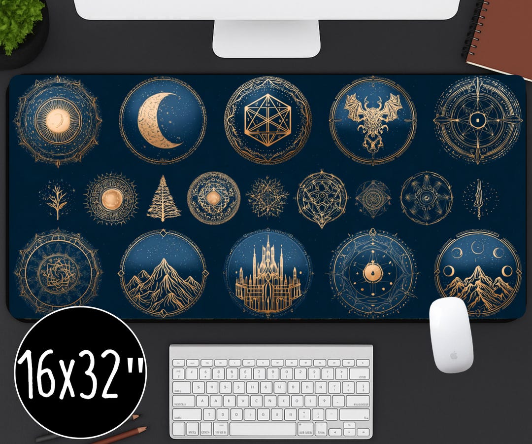Arcane Symbols Desk Mat Fantasy Dnd Dice, Magic Circles & Celestial ...