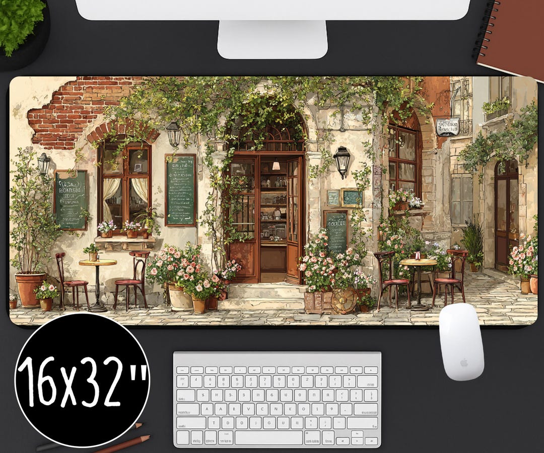 French Cafe Desk Mat, Vintage Bistro Design - Etsy