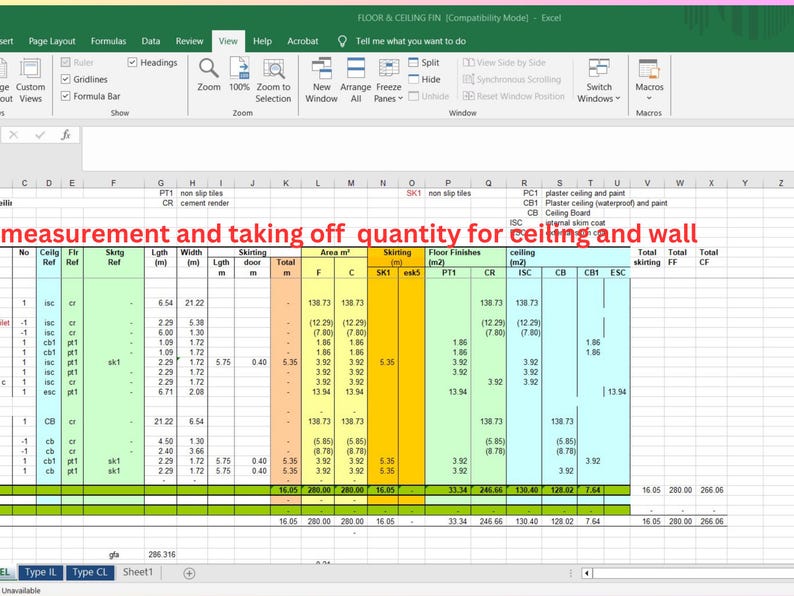 Customizable Quantity Takeoff Excel Template for Builders (digital ...