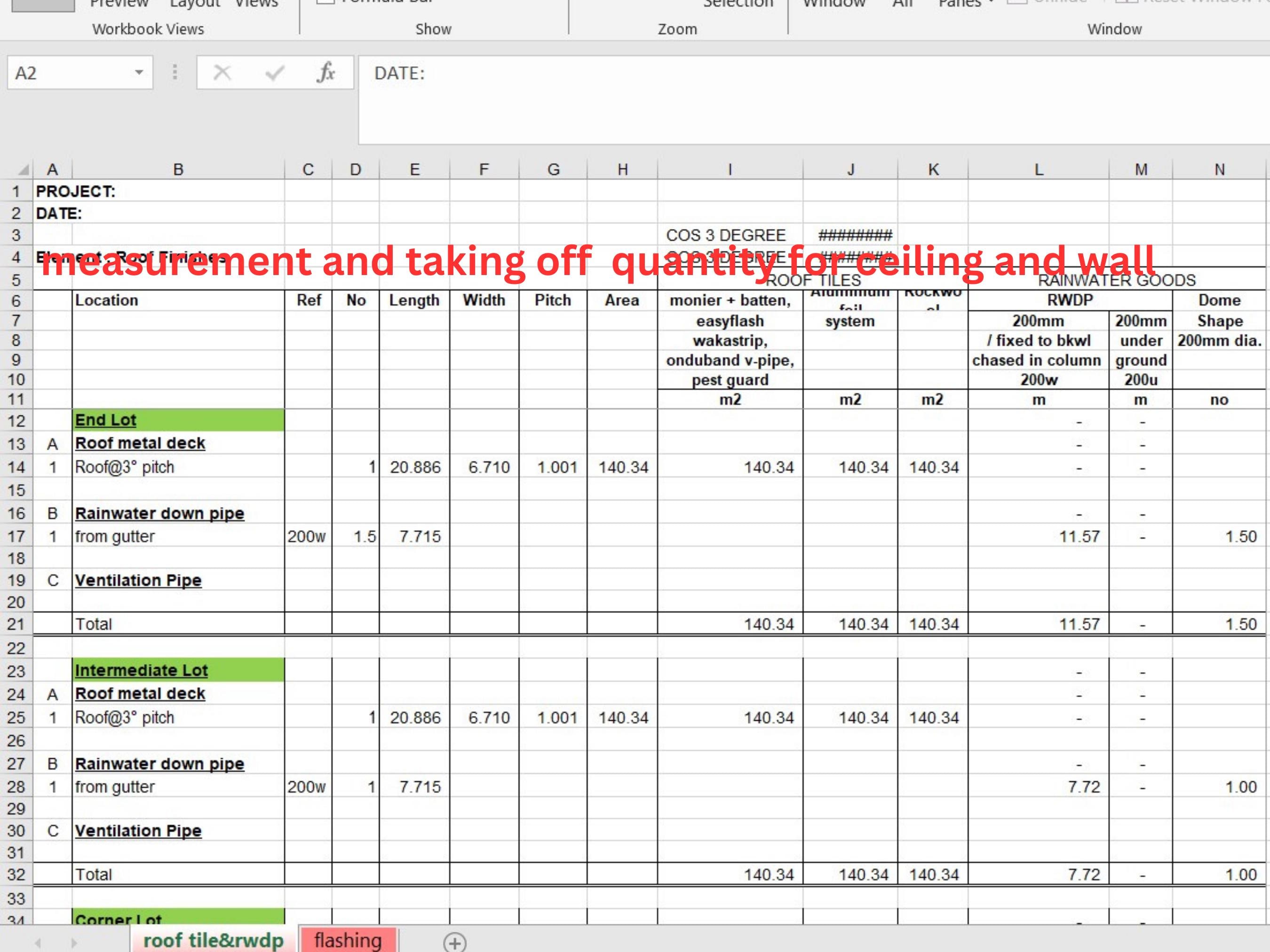 Customizable Quantity Takeoff Excel Template for Builders (digital Download) - Etsy